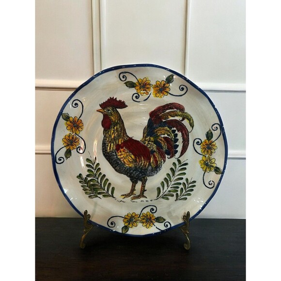 Rooster | Dining | Vtg 25 Ruffle Edge Hand Painted Ceramic Rooster ...